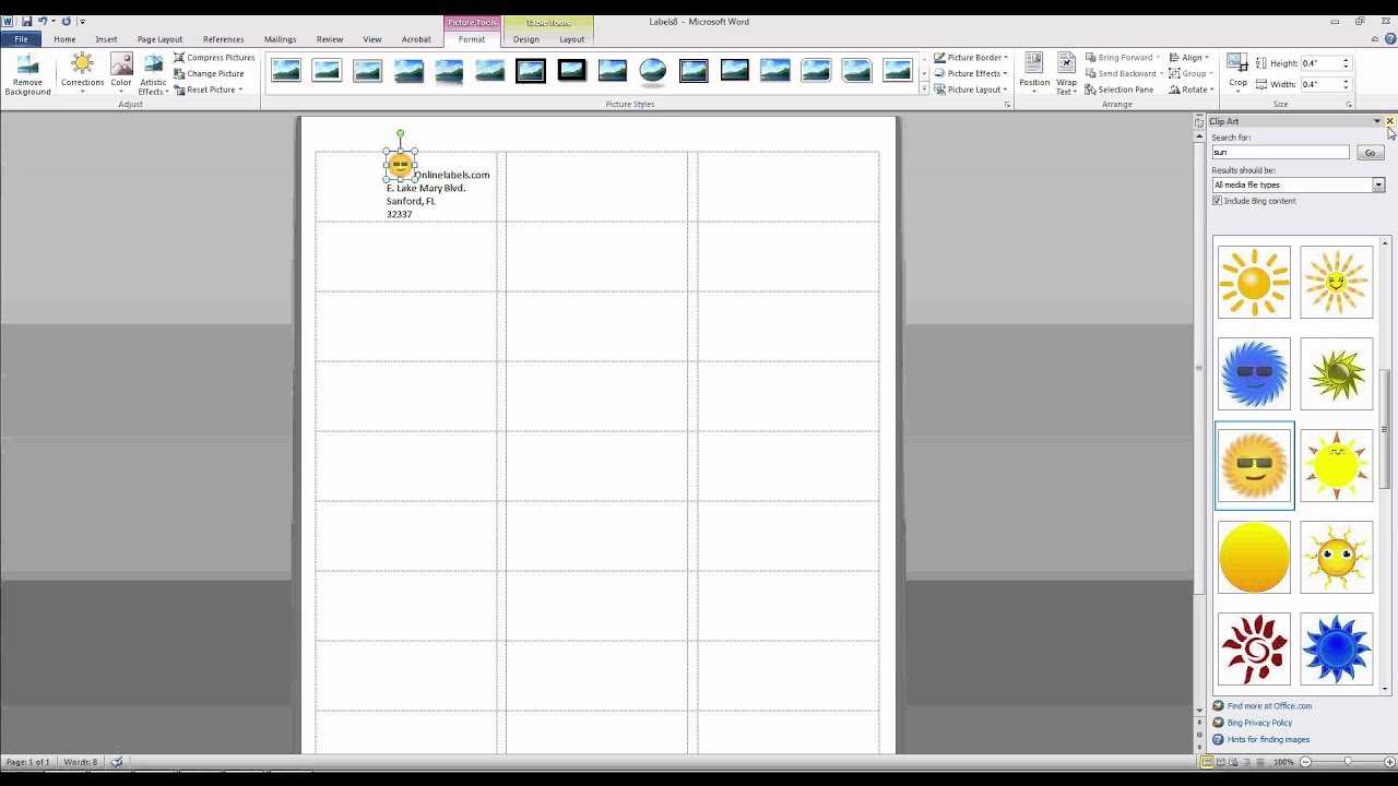 Word Label Template 21 Per Sheet