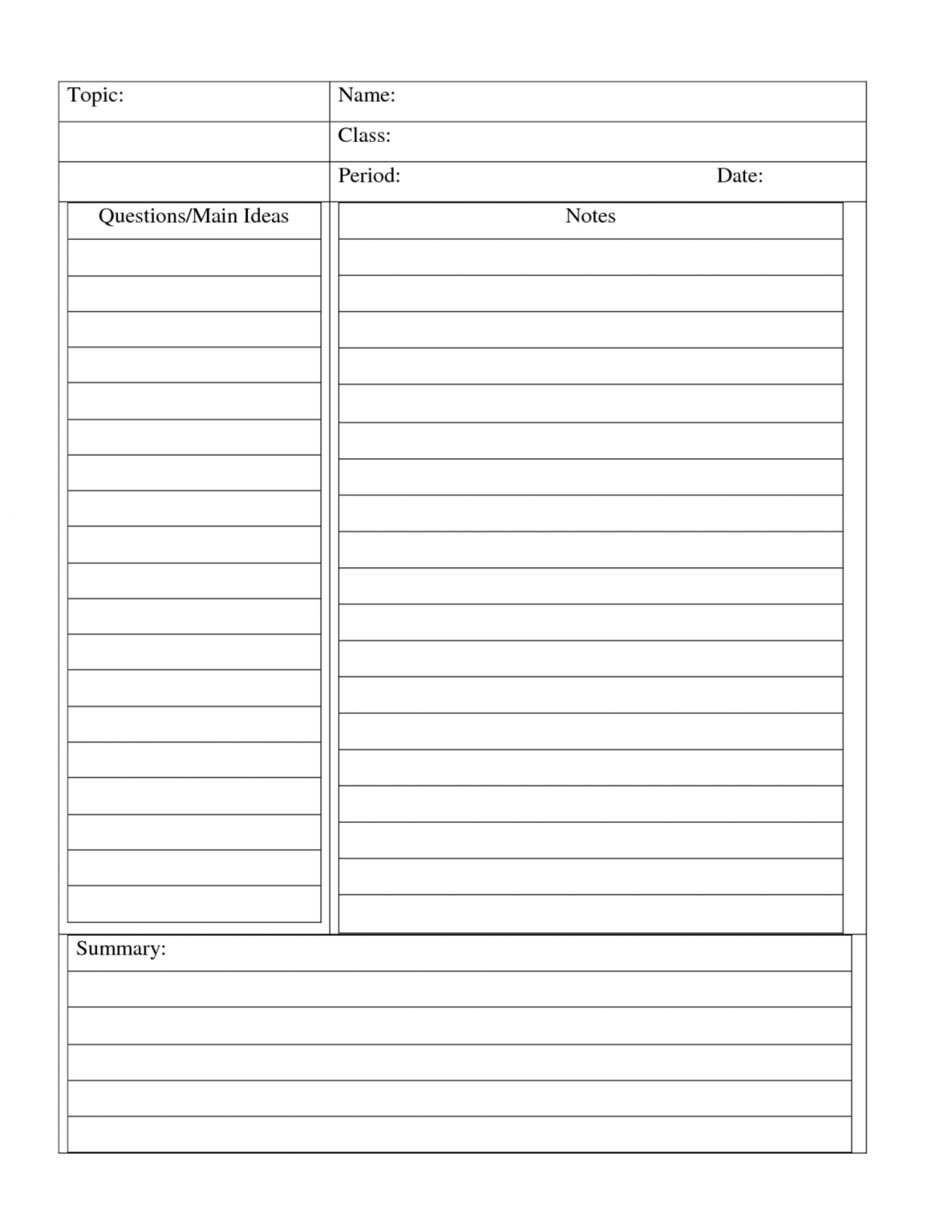 Cornell Note Template Word Sample Professional Template cornell-note-template-word-sample-professional-template