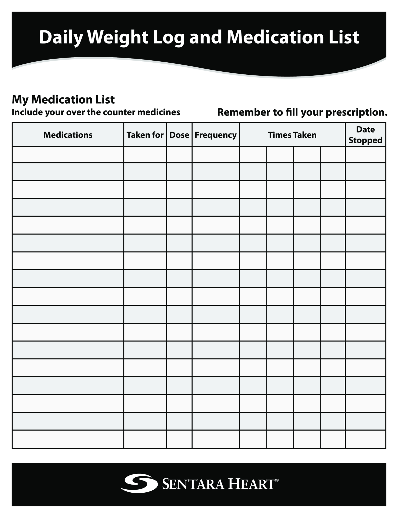 Printable Medication Checklist Template