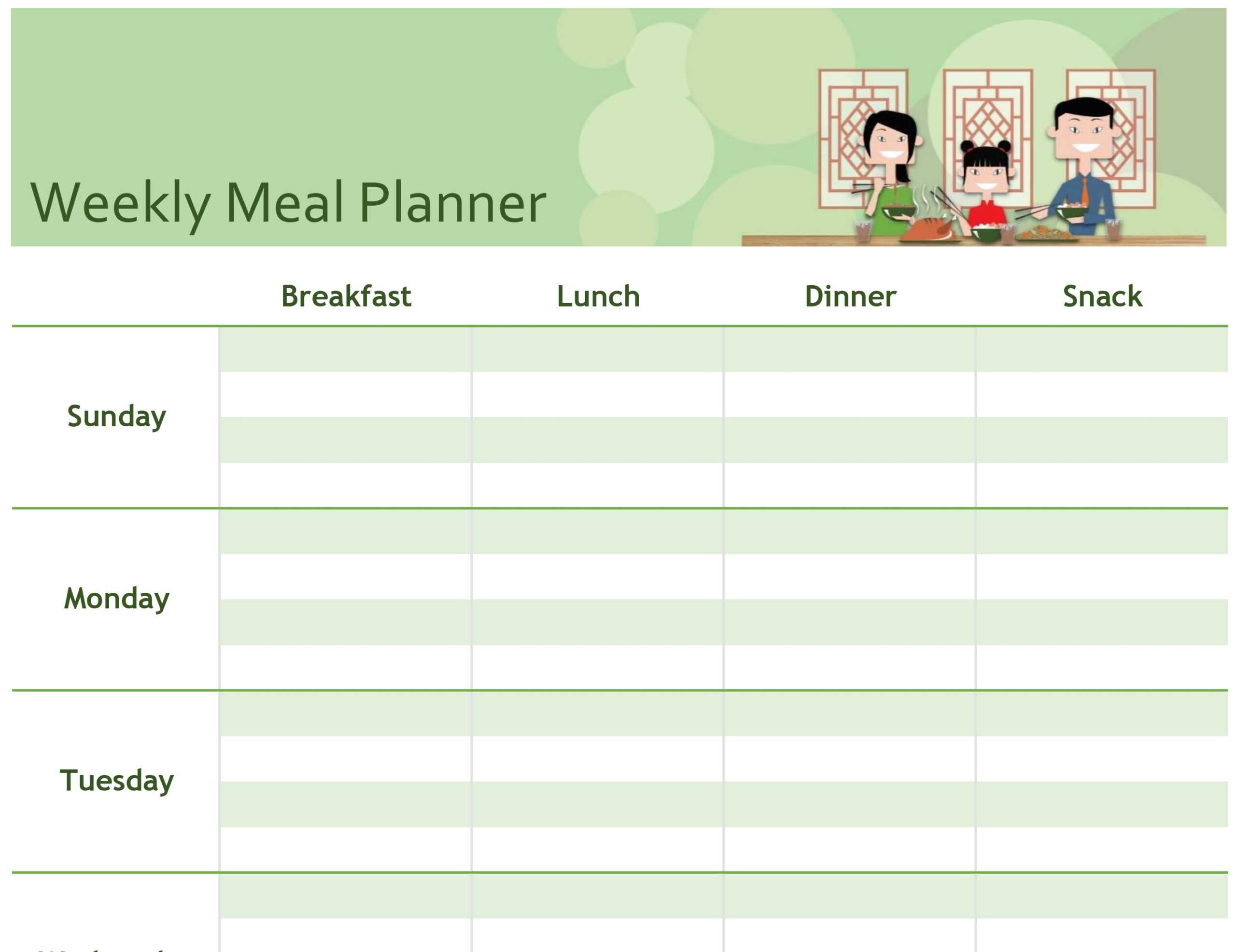  Weekly Meal Planner Template Word 